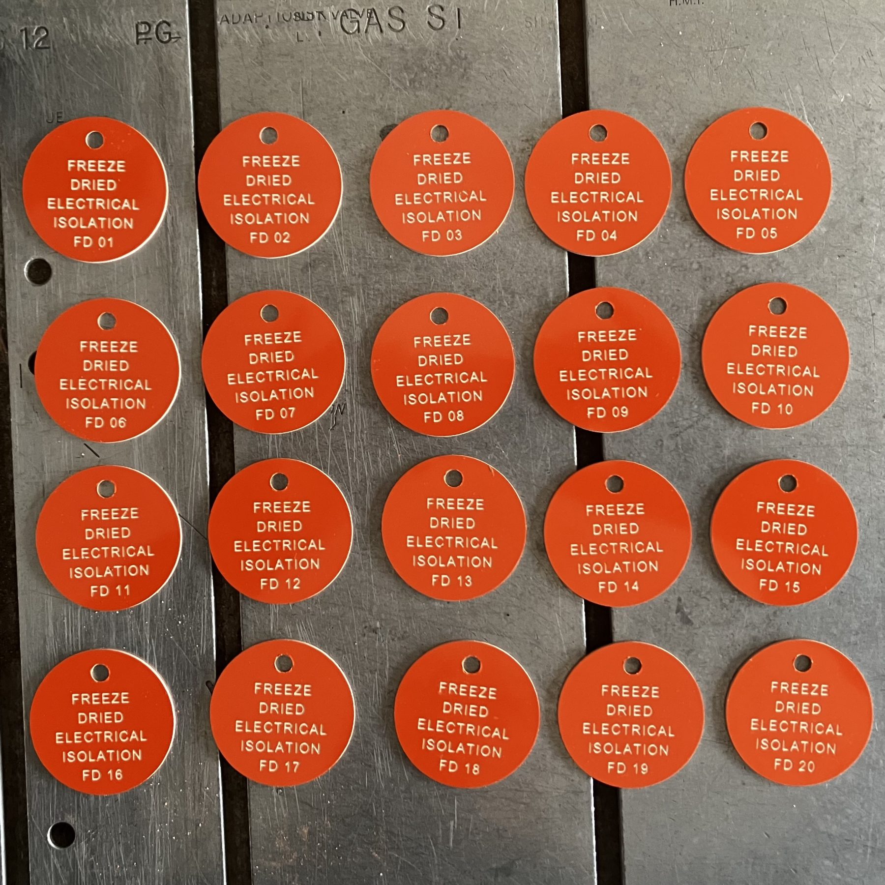 UV Laminate Acrylic Valve and Tag Labels - Signs Engraving